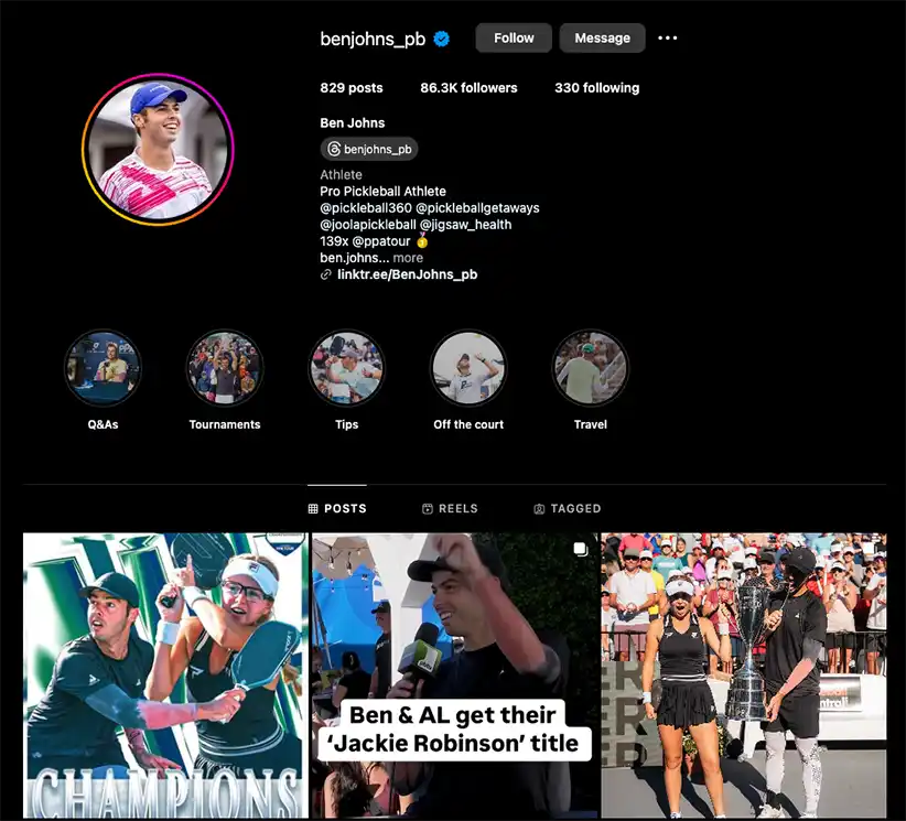 Ben Johns: Paddle and Player Profile - Tennisnerd.net